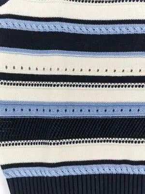 DUNST Sleeveless Striped Cotton Sweater Vest - Blue