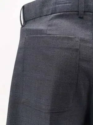 DUNST Pleated Check Wool Blend Bermuda Shorts