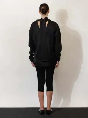 TOTEME Cowl Neck Viscose And Linen Shirt - Black