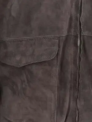 DFOUR Suede Bomber Jacket With Pointed Collar