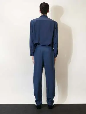 Saint Laurent Silk Trousers With Belt