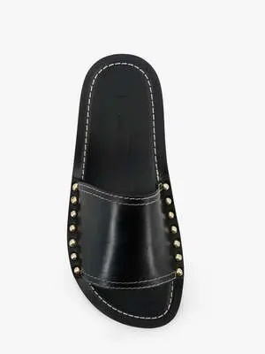 TOTEME Low Leather Sandals With Metal Studs - Black