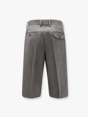 TONYWACK Wool Blend Bermuda Shorts With Frontal Pleats - Grey
