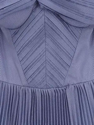 Elisabetta Franchi Pleated Dress With Puff Sleeves And Cut-out Detail