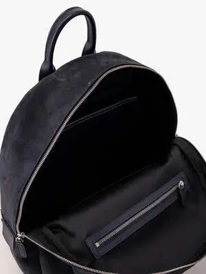 Kiton Suede Backpack With Engraved Logo