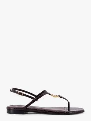 Fendi Fold Leather Sandals With Reptile Effect - Purple
