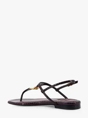 Fendi Fold Leather Sandals With Reptile Effect