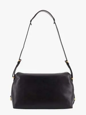Pinko Leather Shoulder Bag With Engraved Logo Detail - Black