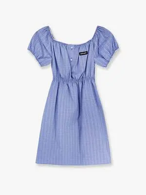 Miu Miu Madras Cotton Mini Dress - Blue