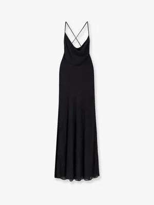 Pinko Farro Long Dress With Rhinestones - Black