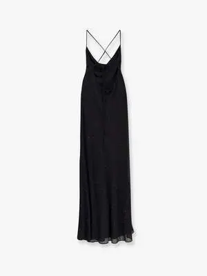 Pinko Farro Long Dress With Rhinestones - Black