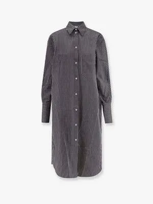 TOTEME Striped Kimono-sleeve Shirtdress - Black