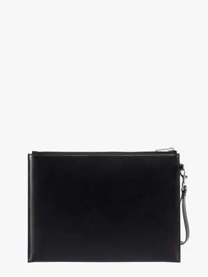 Saint Laurent Leather Clutch With Monogram Detail