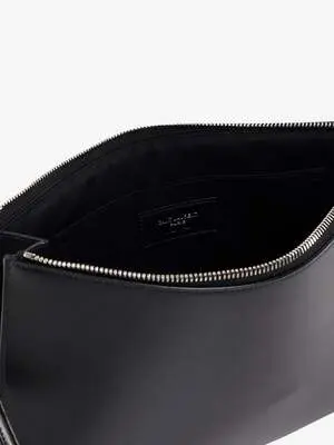 Saint Laurent Leather Clutch With Monogram Detail