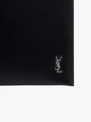 Saint Laurent Leather Clutch With Monogram Detail