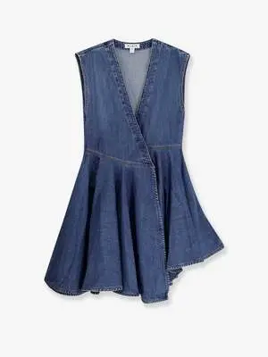 Alaïa Wrap Denim Dress - Blue