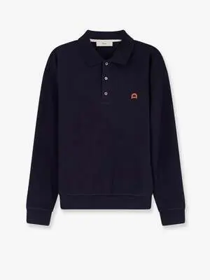 DUNST Cotton Polo Shirt With Logo Patch - Blue