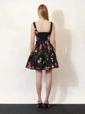 Dolce & Gabbana Cotton Flounced Skirt With Rose Print
