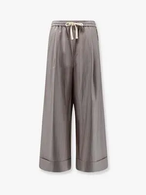 TONYWACK Silk, Polyester And Wool Blend Trousers - Grey