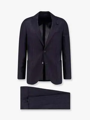 LARDINI Iconic Single-breasted Wool And Cupro Suit - Blue