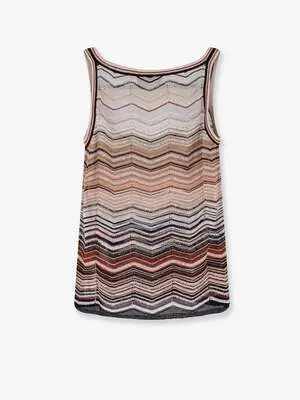 Missoni Viscose Tank Top With Laminated Chevron Pattern