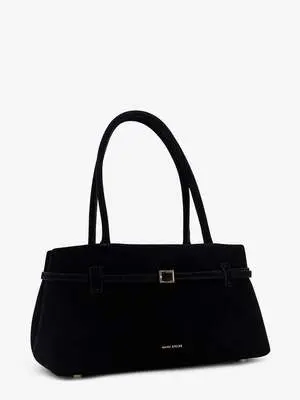 Manu Atelier East West Le Cambon Suede Shoulder Bag - Black