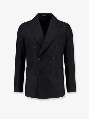 Tagliatore Virgin Wool, Silk And Linen Blazer - Blue
