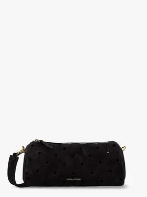 Manu Atelier Mini Cylinder Suede Crossbody Bag - Black