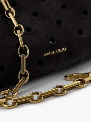 Manu Atelier Mini Cylinder Suede Crossbody Bag