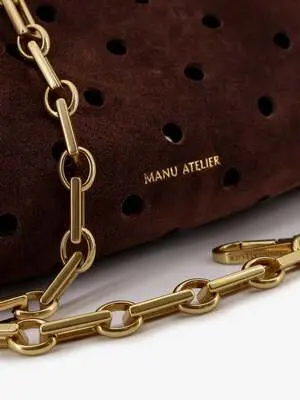 Manu Atelier Mini Cylinder Suede Crossbody Bag - Brown