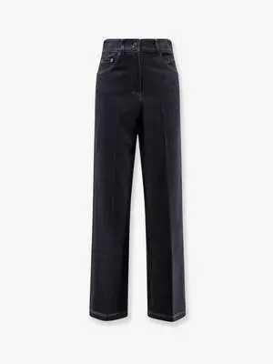 Max Mara Cotton Blend Trousers - Blue