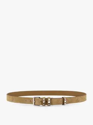 Valentino Garavani Flaneuse Suede Belt With Iconic Studs - Beige