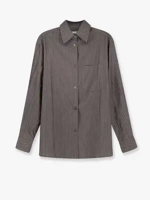TONYWACK Silk And Wool Blend Shirt With Striped Pattern - Grey