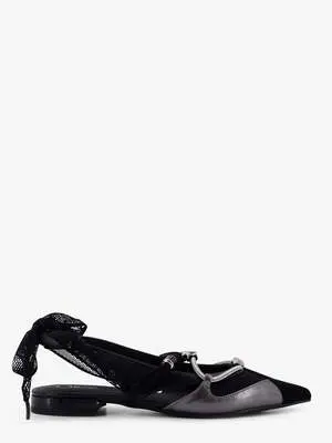 Pinko Gianira Leather Ballerinas With Suede Inserts - Black