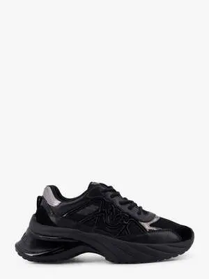 Pinko Ariel 33 Leather Sneakers With Nylon Inserts - Black