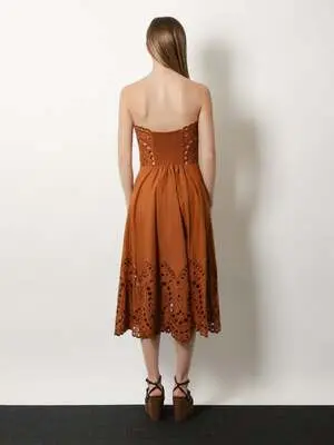 Charo Ruiz Ibiza Embroidered Cotton Blend Midi Dress