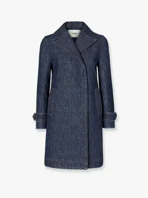 Fendi Ff Padded Denim Caban - Blue
