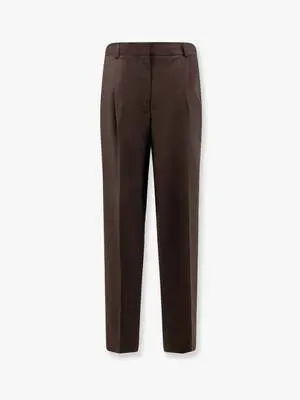 TOTEME Wool Trousers With Pinces - Brown