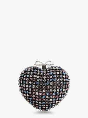 SELF-PORTRAIT Crystal Heart Clutch Bag - Multicolor