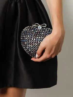 SELF-PORTRAIT Crystal Heart Clutch Bag