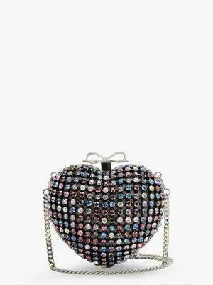 SELF-PORTRAIT Crystal Heart Clutch Bag