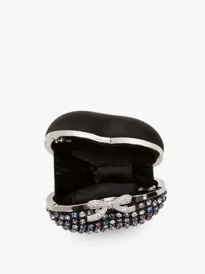 SELF-PORTRAIT Crystal Heart Clutch Bag