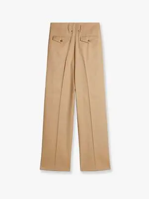 GOLDEN GOOSE Flavia Virgin Wool Trousers - Beige