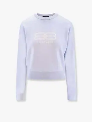Balenciaga Wool And Cotton Blend Sweater - Blue