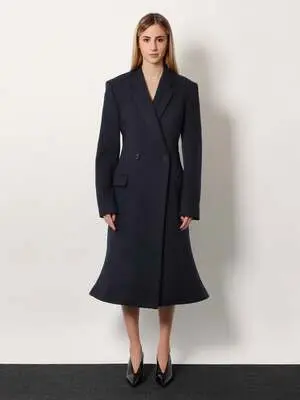 Balenciaga Godet Midi Double-breasted Wool Coat