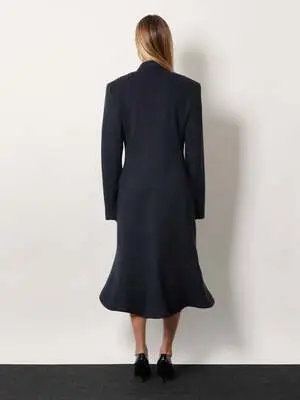 Balenciaga Godet Midi Double-breasted Wool Coat