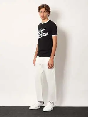 Dolce & Gabbana Cotton T-shirt With Flocked Logo Print