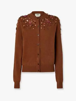 Fendi Wool And Cashmere Cardigan - Brown
