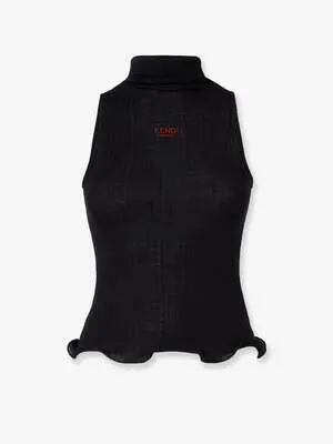 Fendi Ribbed Virgin Wool Top - Black