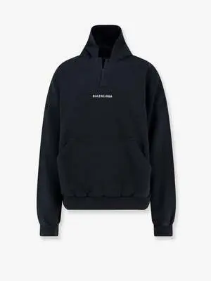 Balenciaga Cotton Hooded Sweatshirt - Black